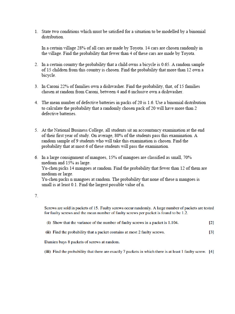 Binomial Distribution Second Sheet | PDF | Statistical Models | Probability Theory