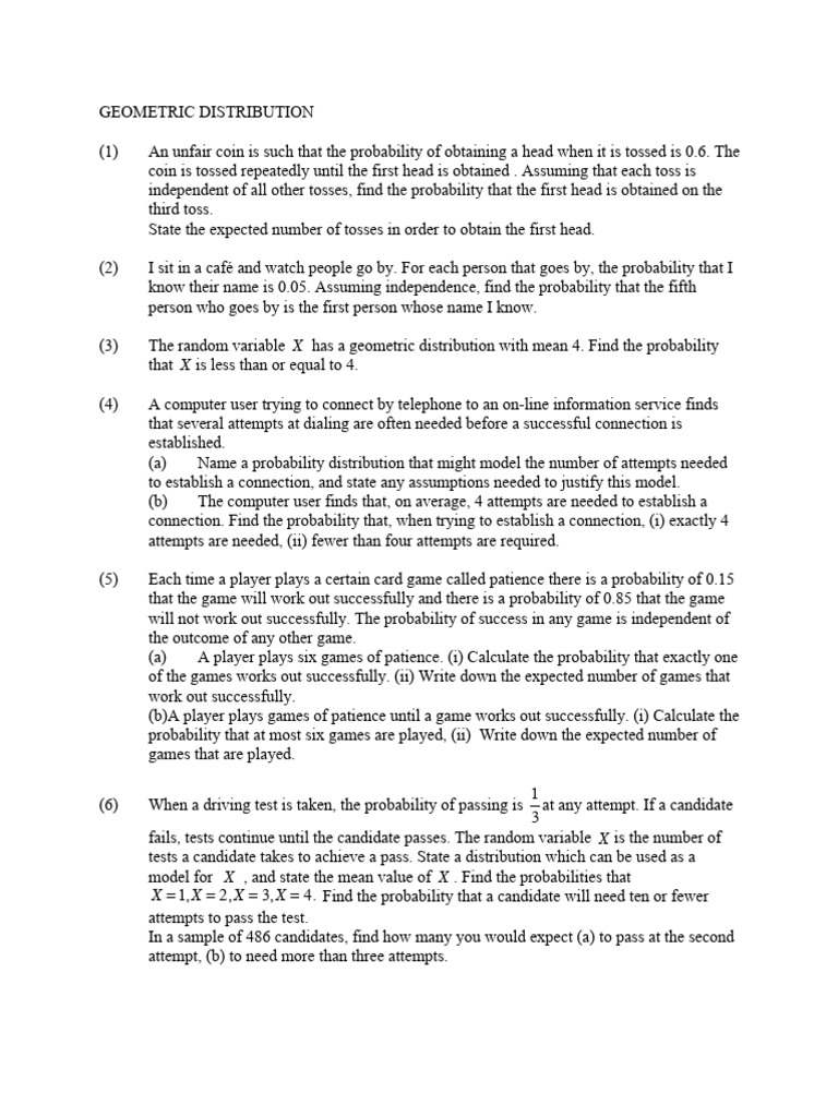 Geometric Distribution 2024 | PDF | Probability Distribution | Probability