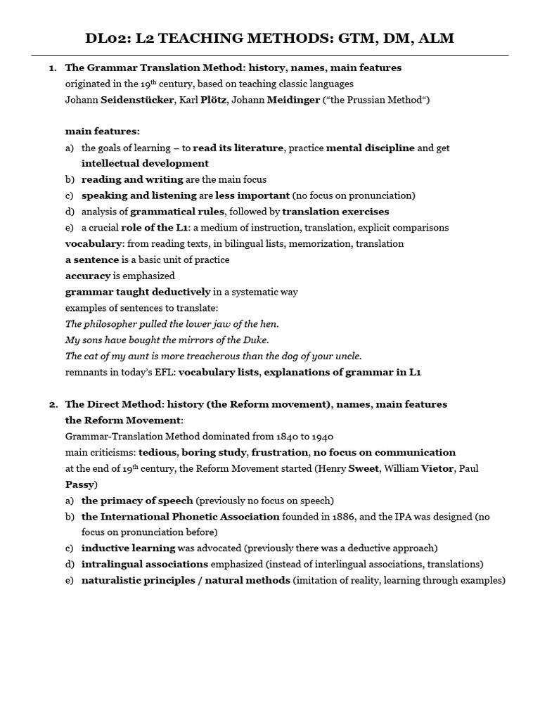 02.L2 - Teaching - Methods - GTM - DM - AM | PDF | Human Communication ...