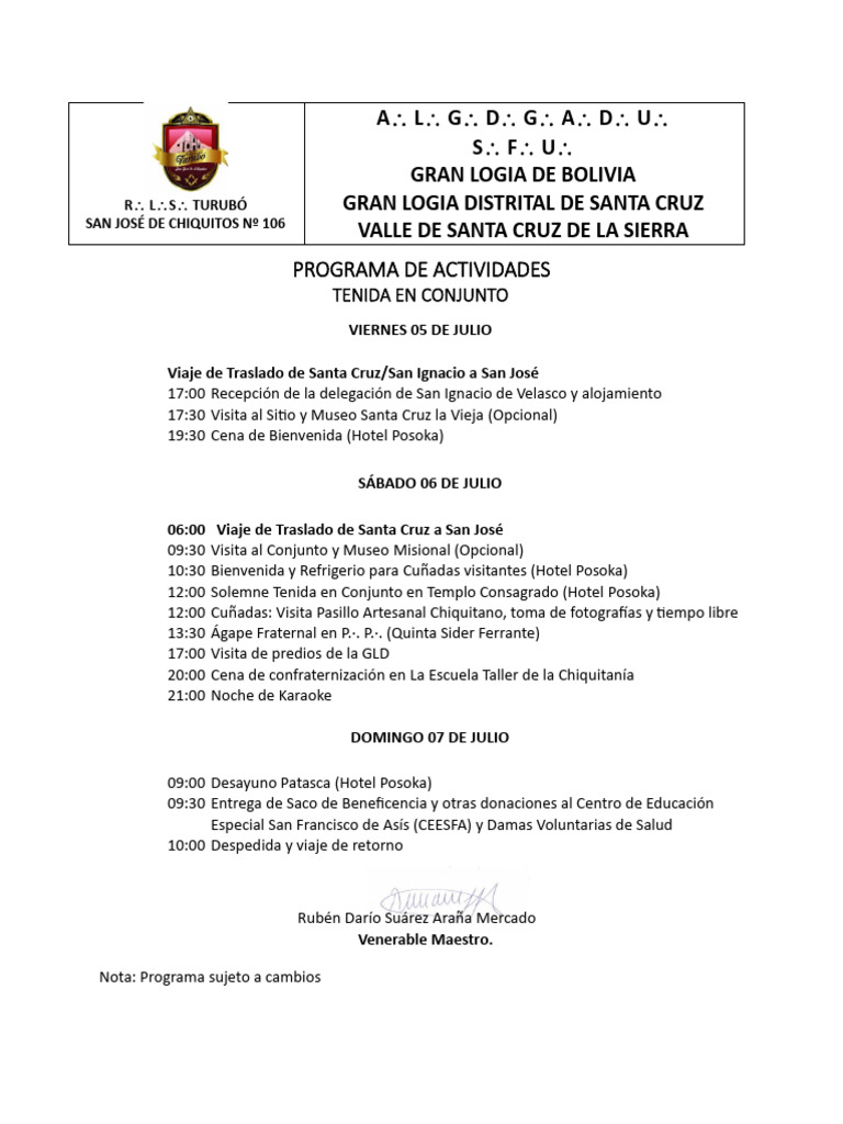 PROGRAMA TENIDA CONJUNTA4 | PDF