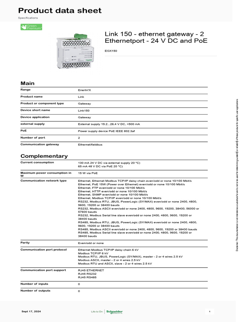 Schneider Electric - EcoStruxure-Link150 - EGX150 | PDF | Computing ...