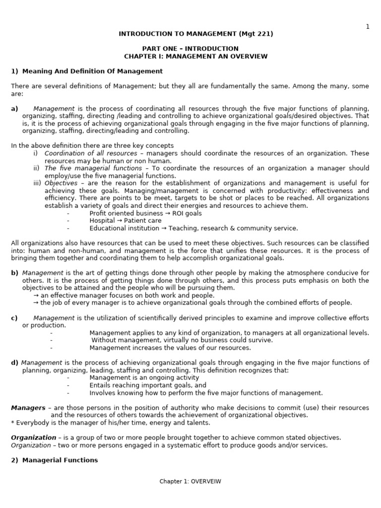 Overview of Management Principles | PDF | Hierarchy | Goal
