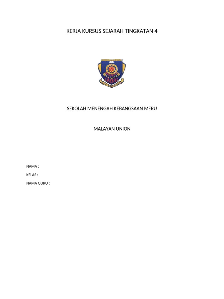 Kerja Kursus Sejarah Tingkatan 4 | PDF