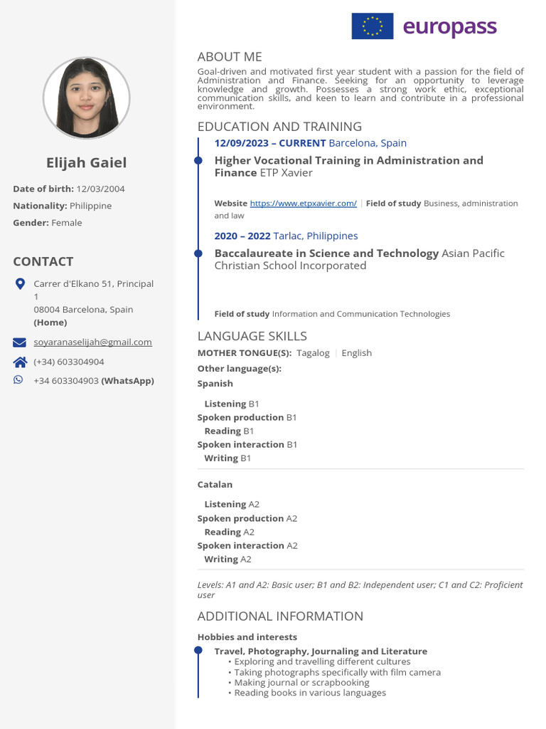 CV_Aranas Elijah | PDF | Human Communication | Linguistics