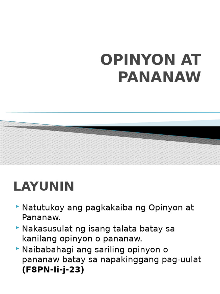 Opinyon at Pananaw | PDF
