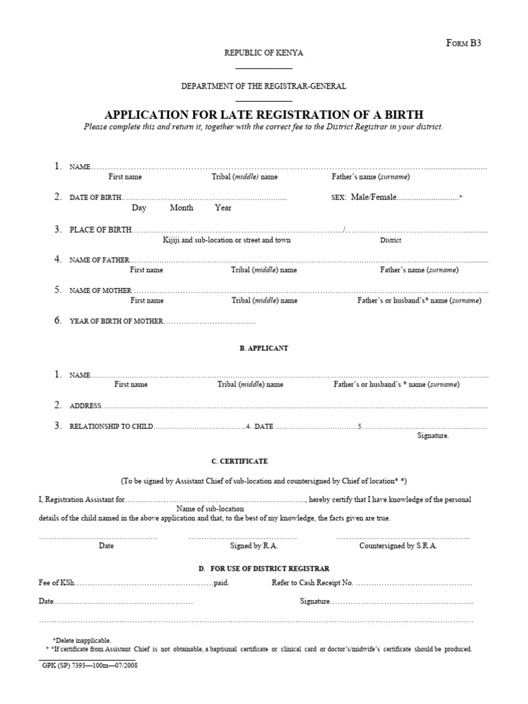 Birth Certificate Form B3 | PDF | Social Institutions