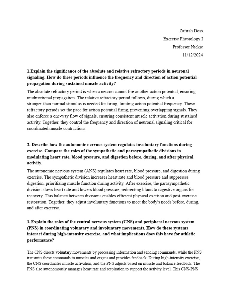 Class Activity 11_12 | PDF | Action Potential | Autonomic Nervous System