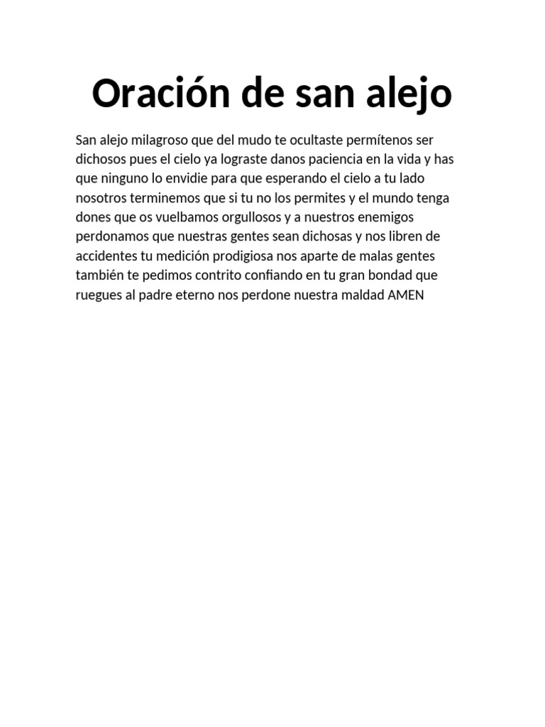 Oración de San Alejo | PDF