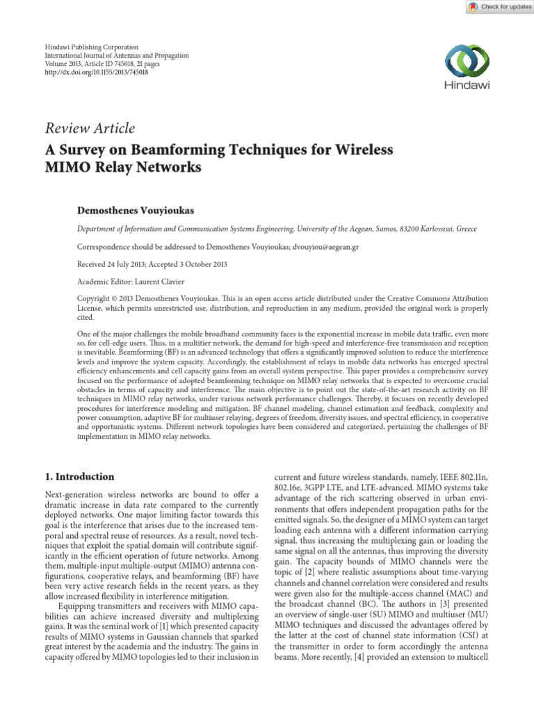 International Journal of Antennas and Propagation - 2013 - Vouyioukas - A Survey On Beamforming ...