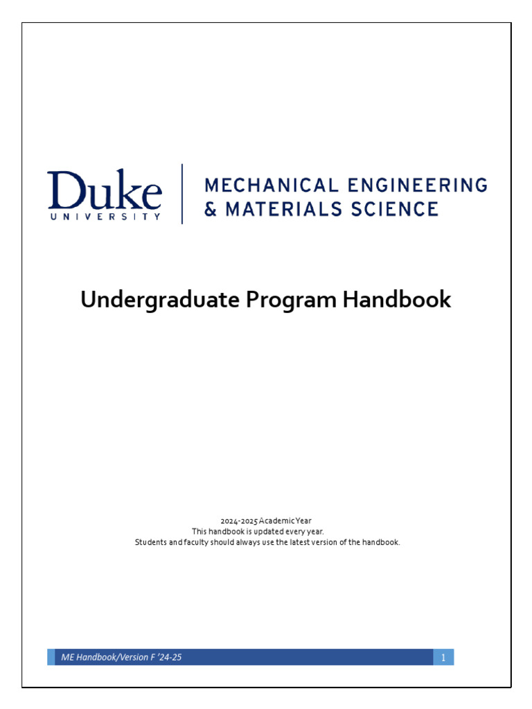 ME Handbook-Version 2024-25 | PDF | Engineering | Mechanical Engineering