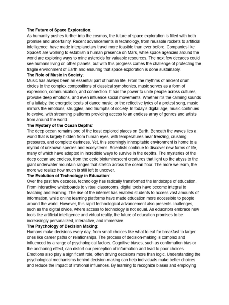 Future of Space Exploration Insights | PDF | Decision Making | Space ...