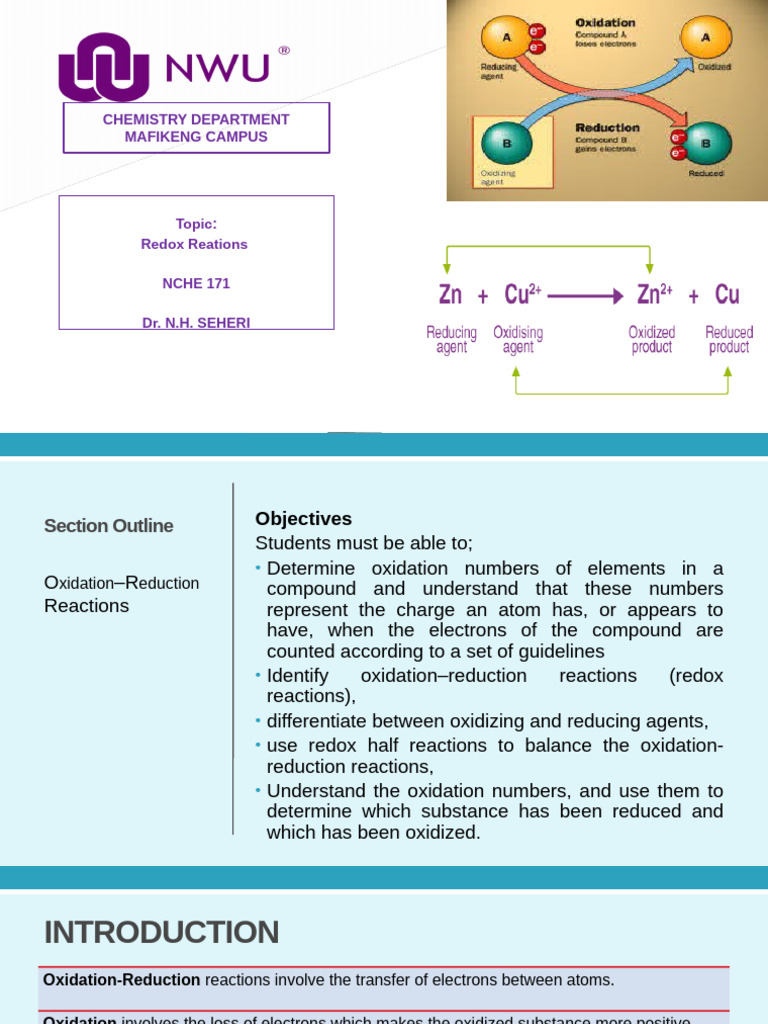 Lesson 14 Redox Reactions | PDF | Redox | Chemical Reactions