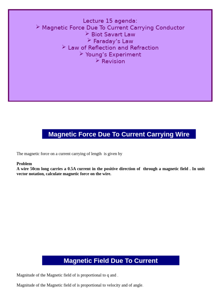 Lecture 15 Pdf Magnetic Field Diffraction 