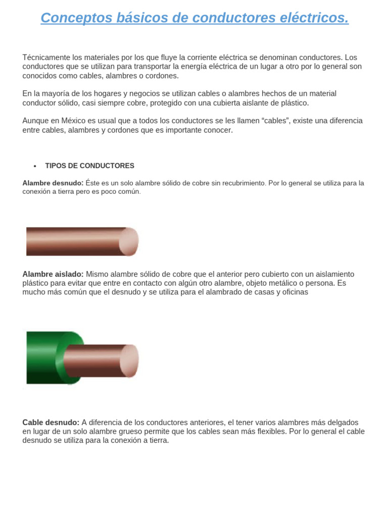 Conceptos Básicos de Conductores Eléctricos | PDF | Aislador ...