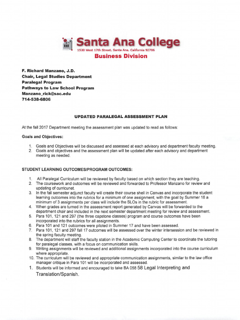 Paralegal Program Assessment Overview | PDF