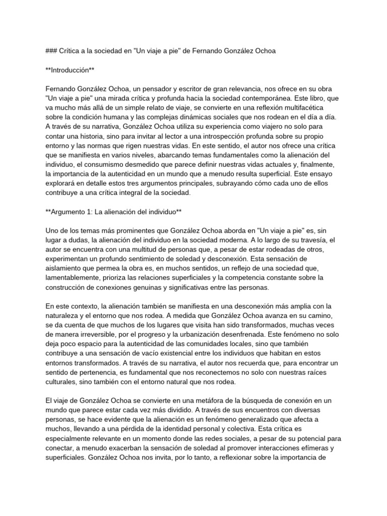 Crítica social en "Un viaje a pie" | PDF | Autenticidad (filosofía ...