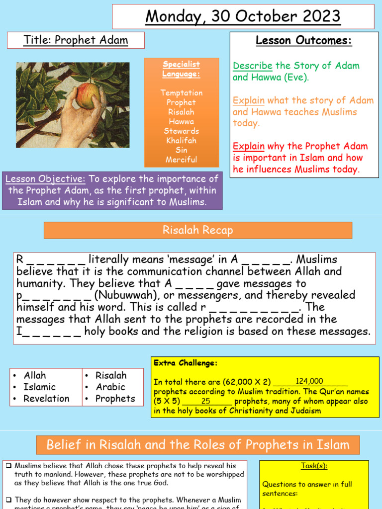 Prophet Adam (Info Sheets) | PDF | Prophets And Messengers In Islam | Adam