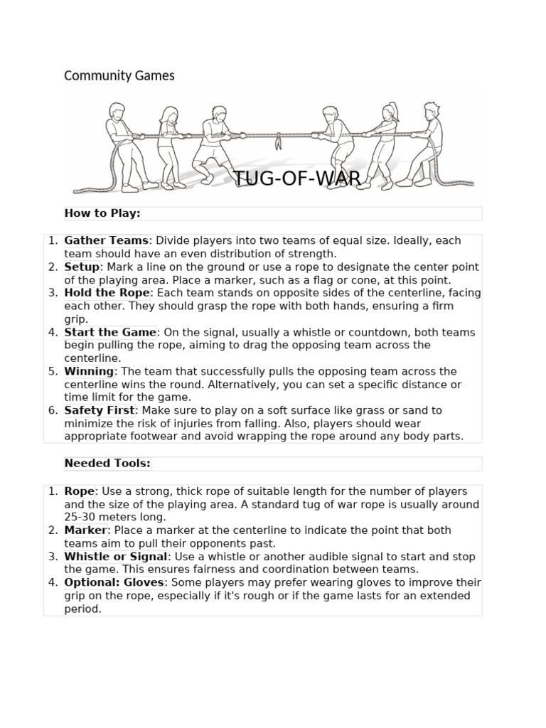 Tug-of-War Game Instructions | PDF | History
