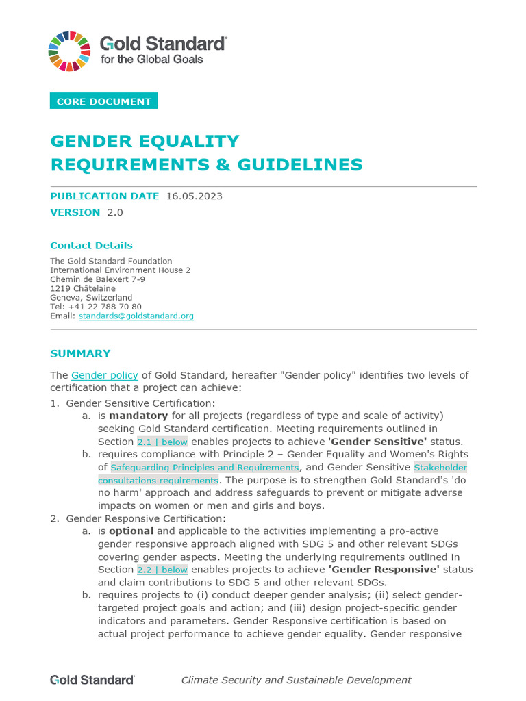 104 V2.0 PAR Gender-Equality-Requirements-Guidelines | PDF | Gender ...