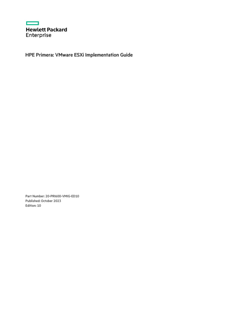 HPE - Sd00001341en - Us - HPE Primera - VMware ESXi Implementation Guide | PDF | Command Line ...