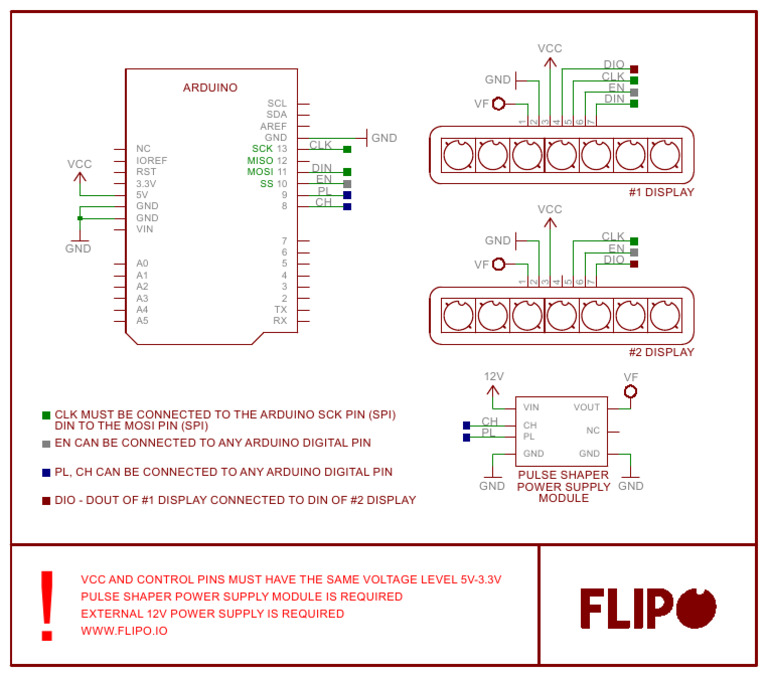 Flip Disc 1x7 Display Arduino Example Connection With Pulse Shaper ...