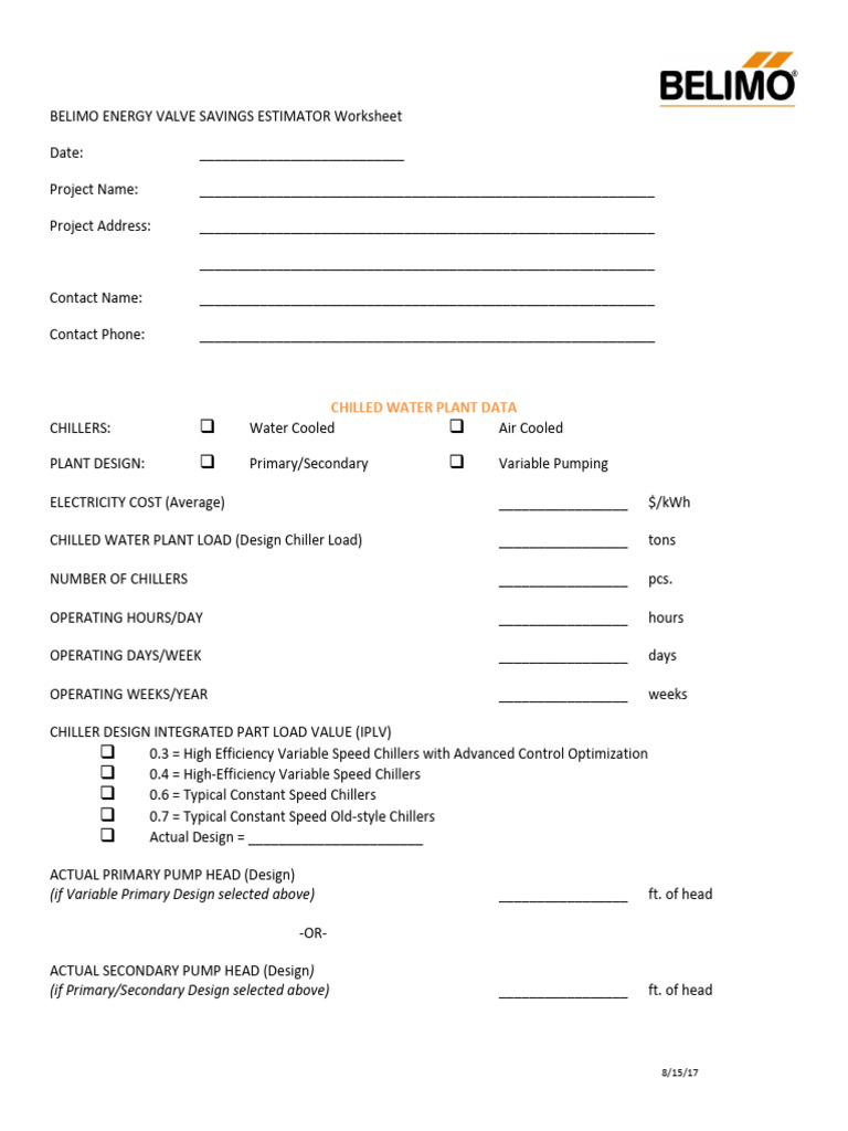 Energy Valve Savings Estimator Worksheet | PDF | Net Present Value | Pump