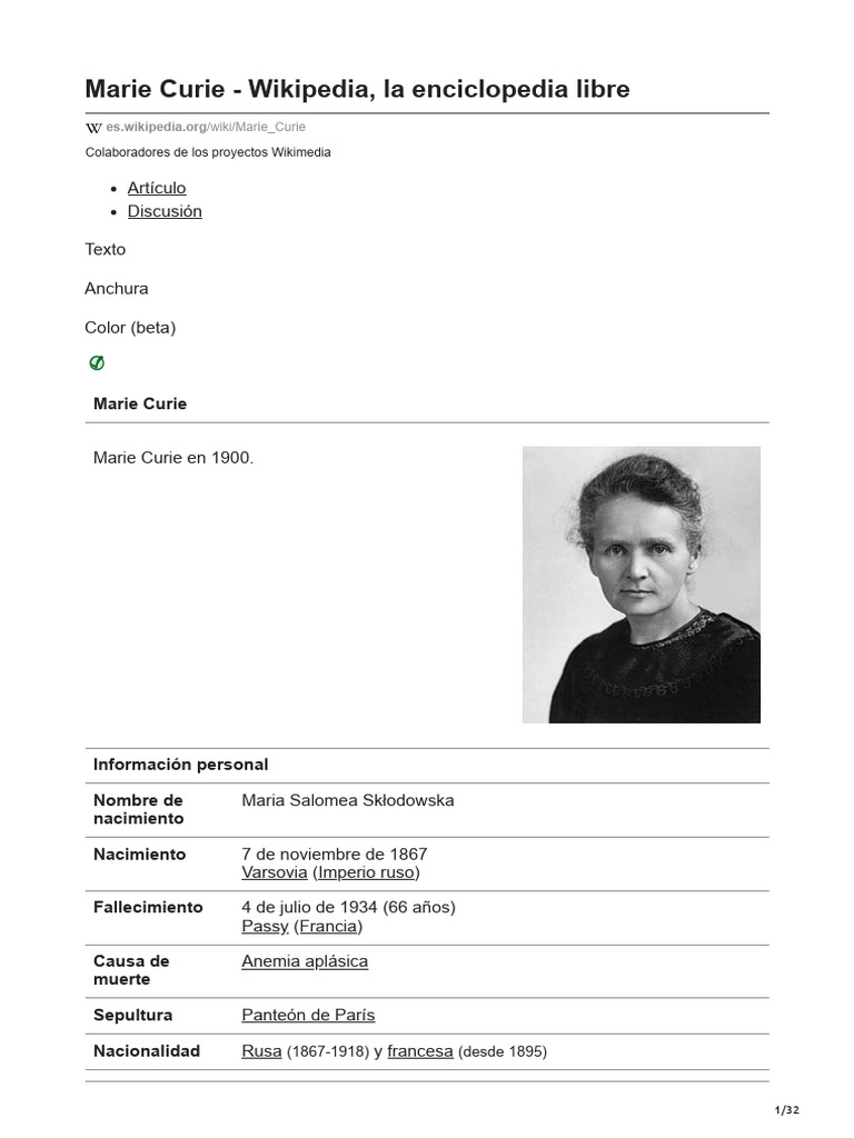 Vida y logros de Marie Curie | PDF | Marie Curie