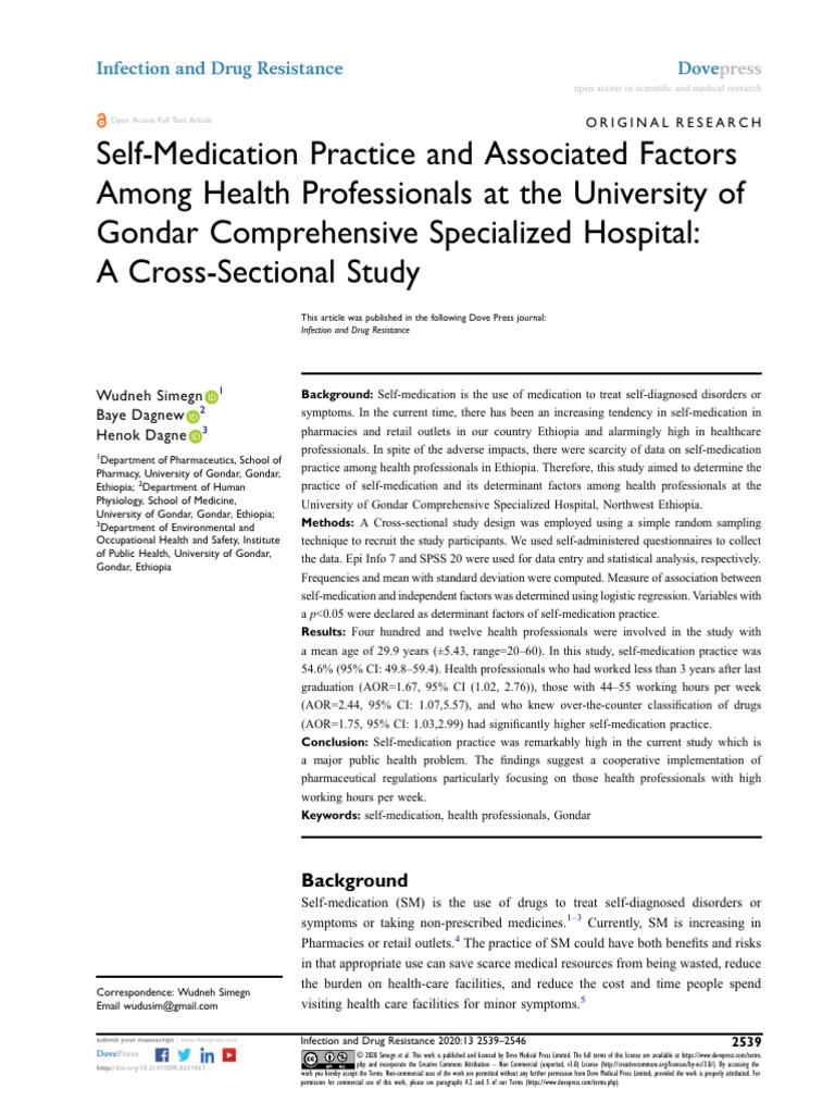 Idr 257667 Self Medication Practice and Associated Factors Among Health ...