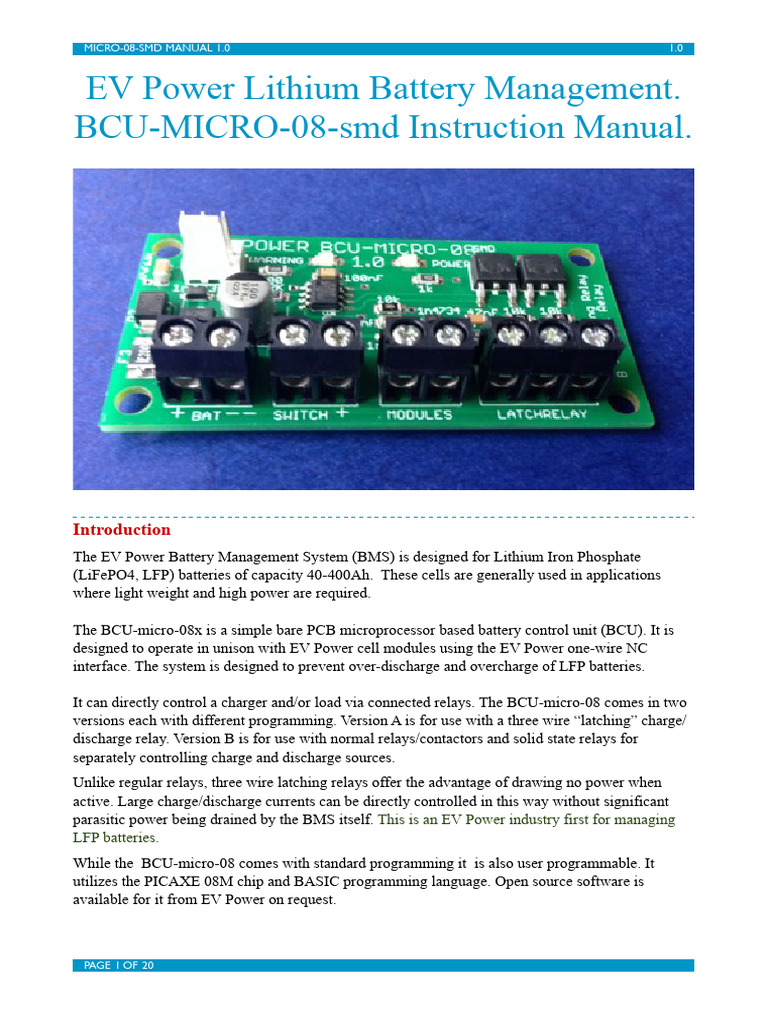 bcu-micro08-smd-manual | PDF | Battery Charger | Rechargeable Battery
