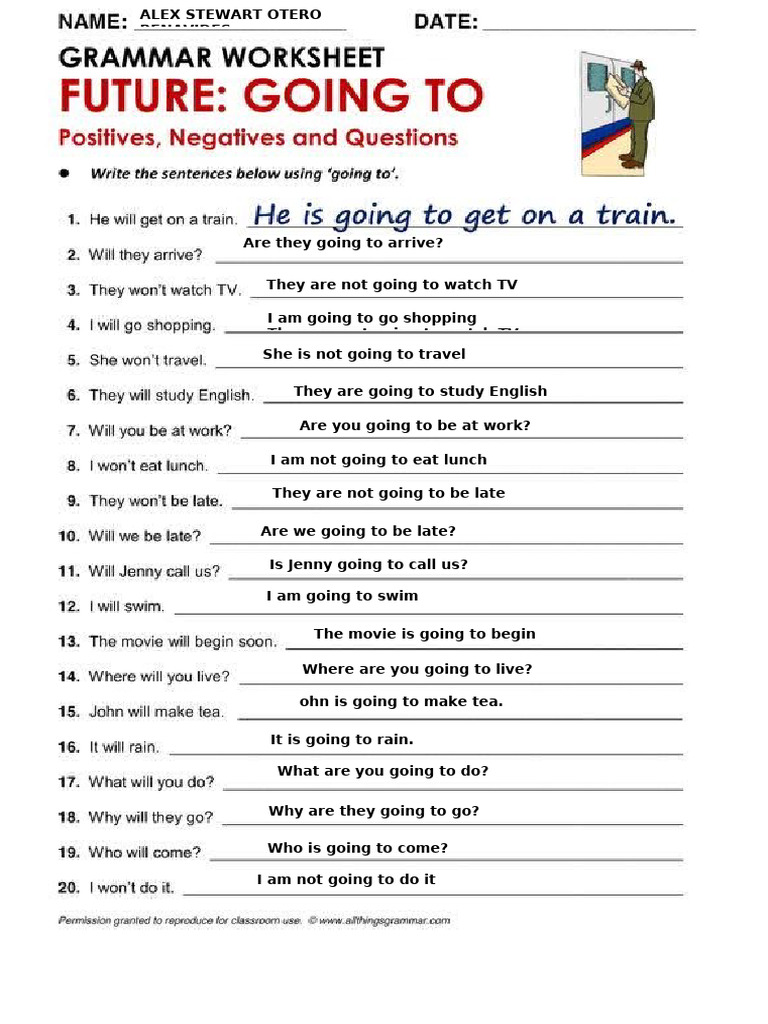 Classwork 1 (FUTURE With GOING TO) | PDF