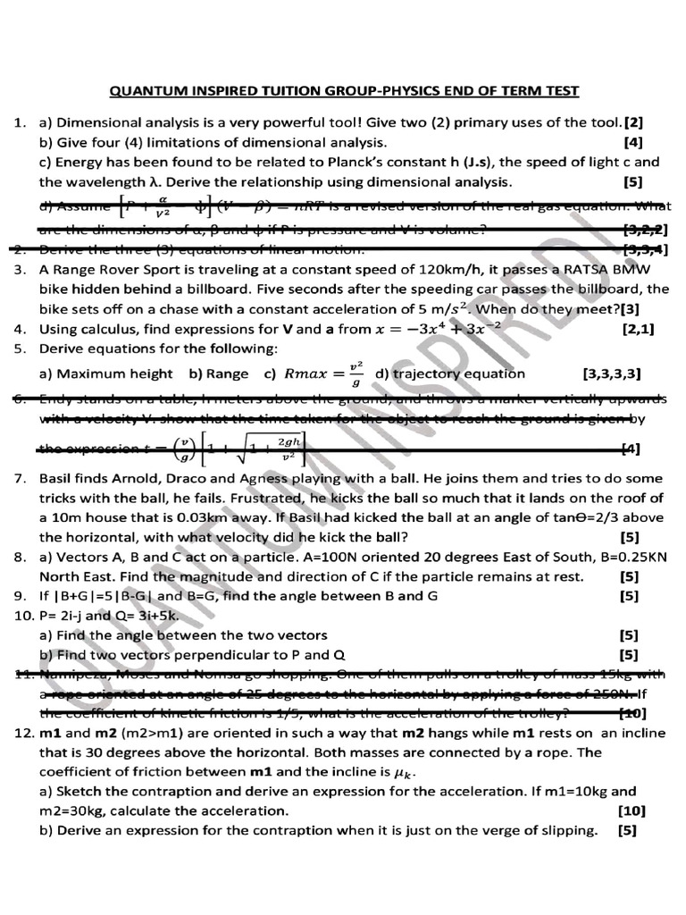 Solutions To The Quantum Physics Test 1 2023 | PDF | Acceleration ...
