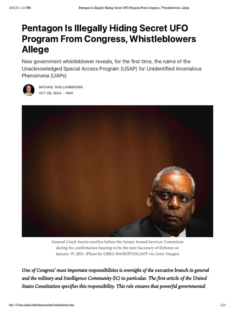 Immaculate Constellation | PDF | Unidentified Flying Object | Federal ...