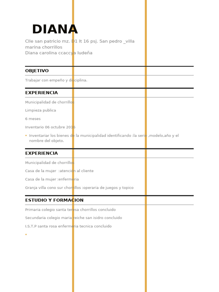 CV Diana | PDF | Crecimiento personal y profesional