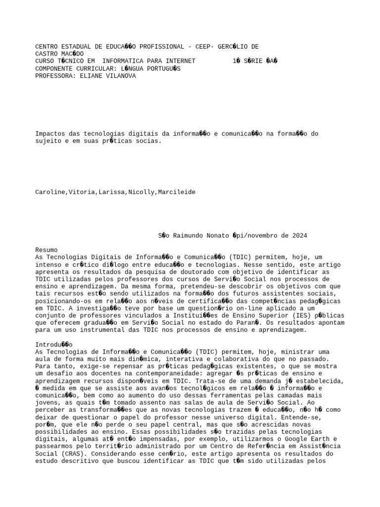 Modelo de Capa Ceep Caroil | PDF | Aprendizado | Sociologia