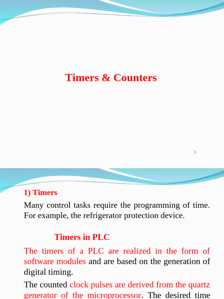 PLC Timers & Counters Guide | PDF | Timer | Programmable Logic Controller
