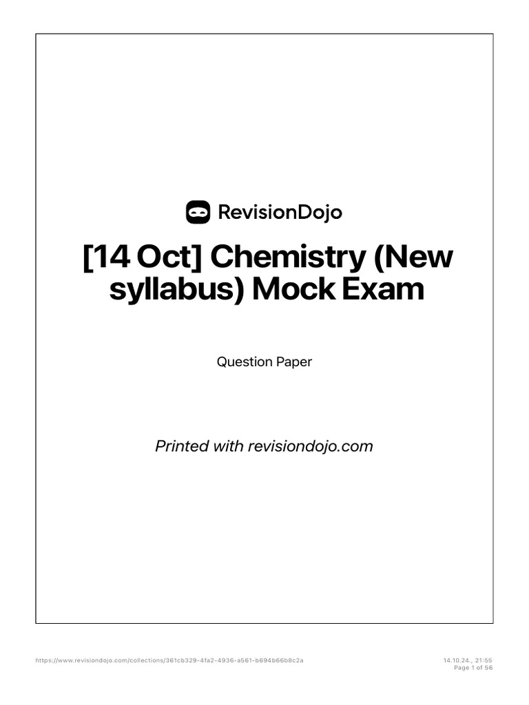 Chem Mock | PDF | Magnesium | Chemical Reactions