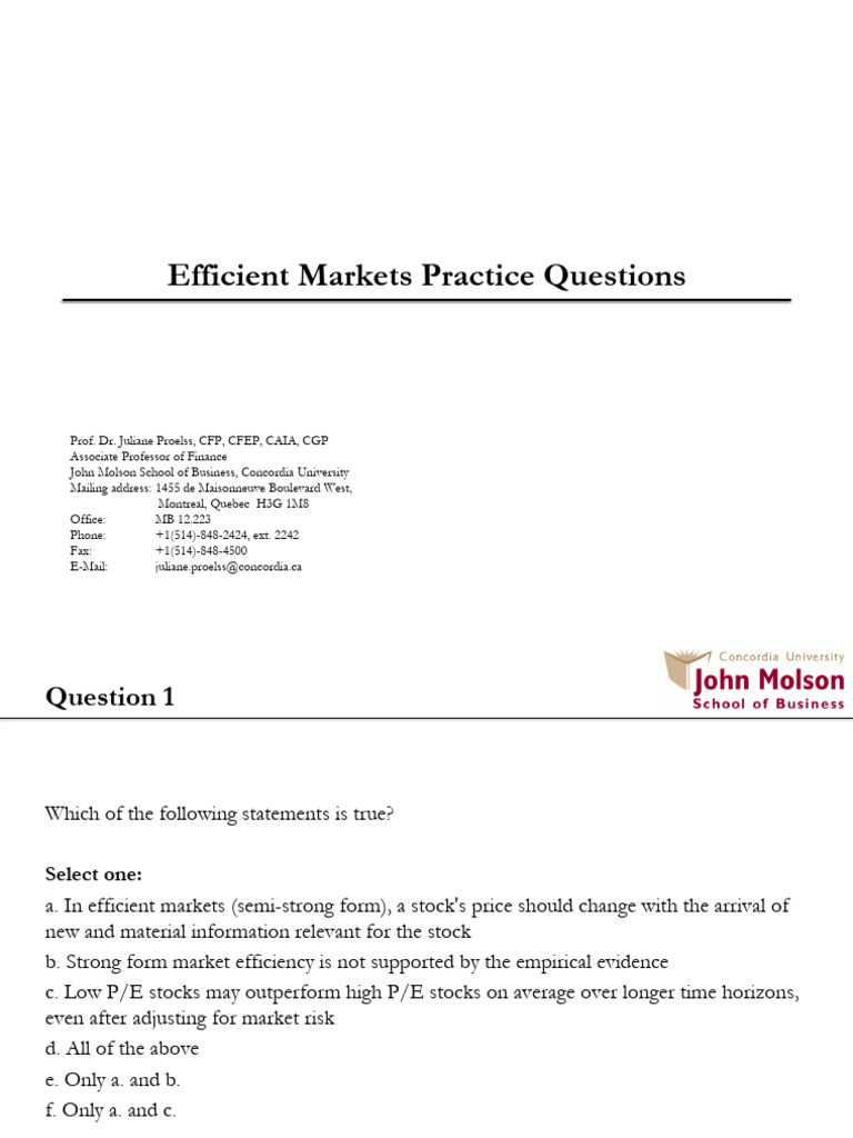 Efficient Markets | PDF