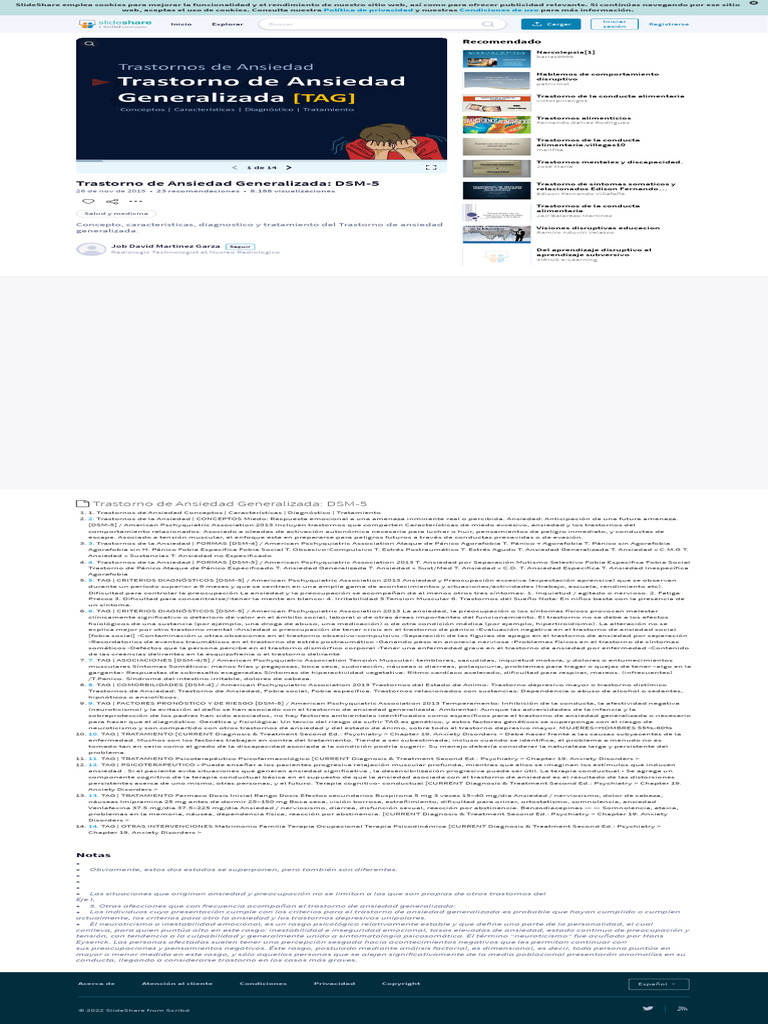 Trastorno de Ansiedad Generalizada - DSM-5 | PDF | Ansiedad | Trastorno de ansiedad