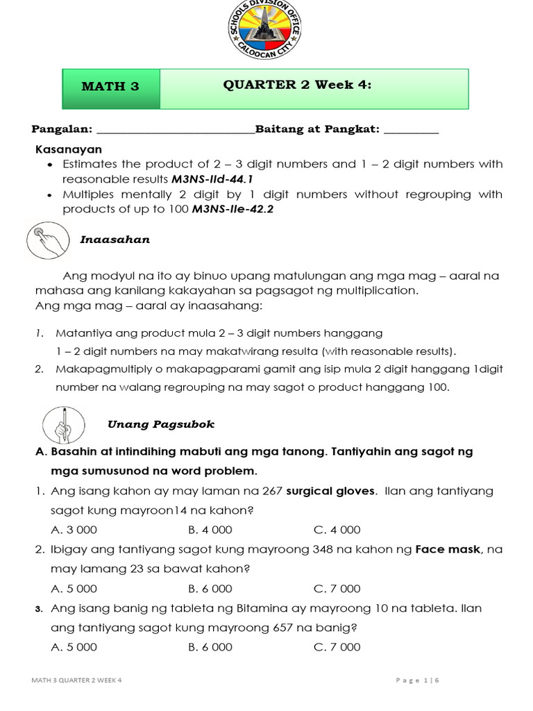 Math 3 QTR 2 Week 4 | PDF