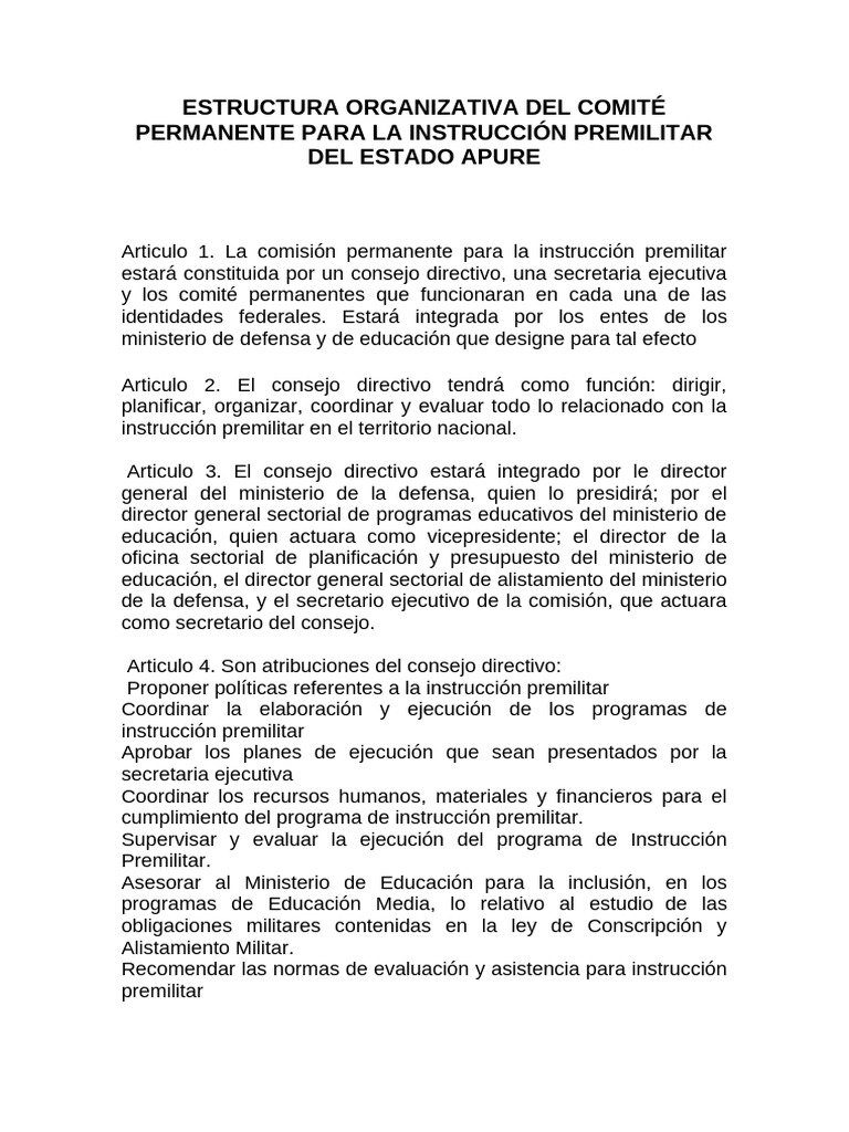 Estructura del Comité de Instrucción Premilitar | PDF | Enseñando ...