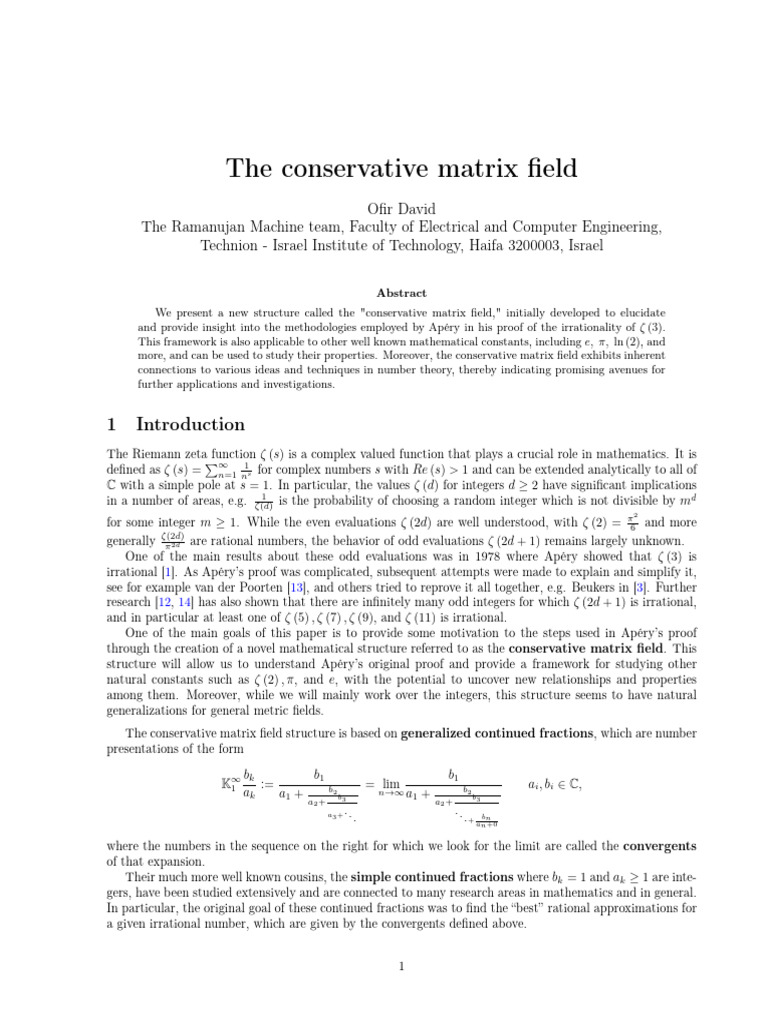 The Conservative Matrix Field | PDF | Field (Mathematics) | Matrix (Mathematics)