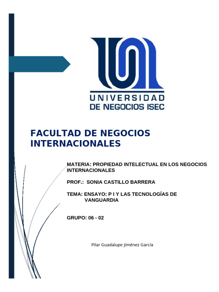 Ensayo Sobre La Propiedad Intelectual y Las Tecnologías de Vanguardia ...