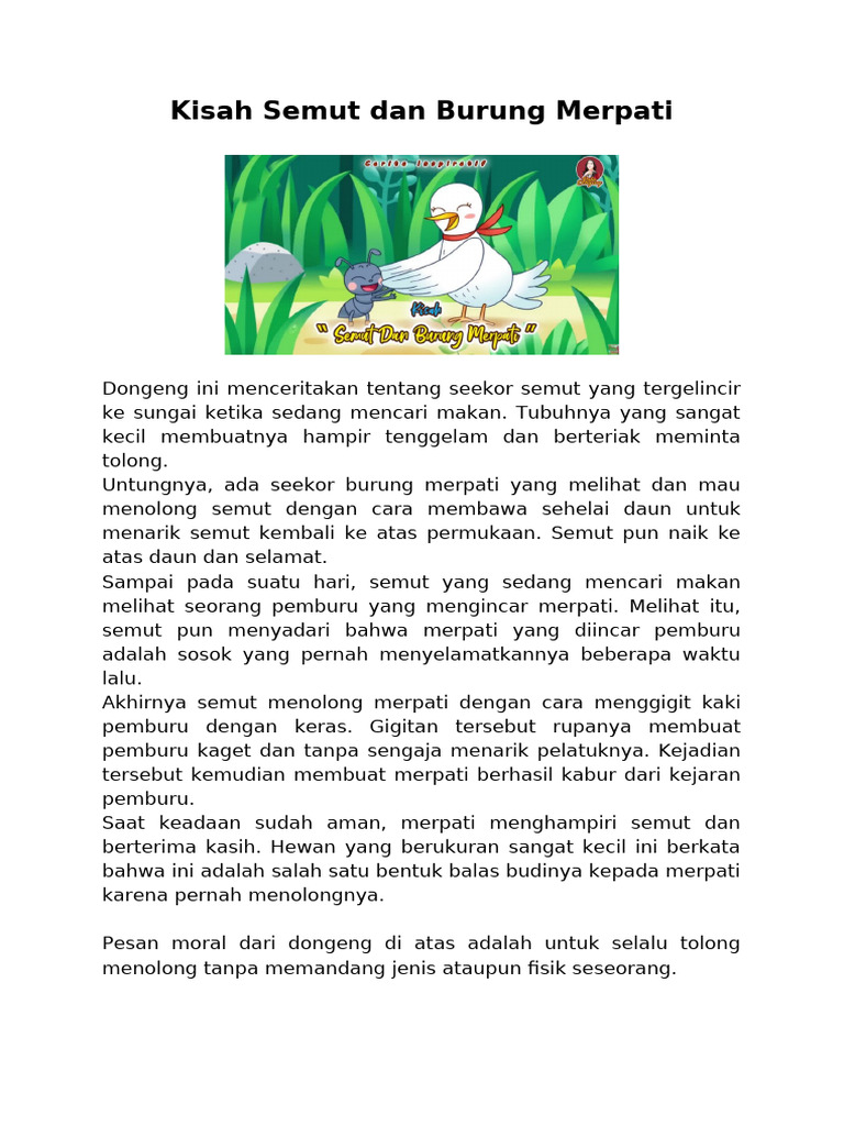 Kisah Semut Dan Burung Merpati | PDF