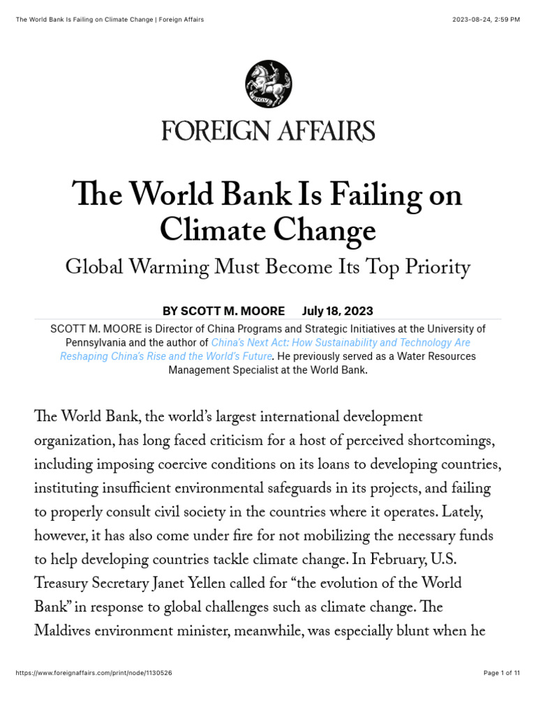 The World Bank Is Failing On Climate Change | PDF | World Bank ...