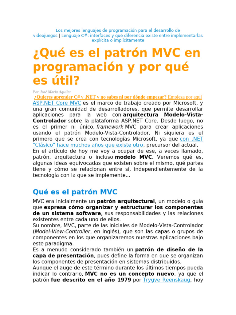 ¿Qué Es El Patrón MVC en Programación y Por Qué Es Útil? | PDF | Modelo ... ¿Qué Es El Patrón MVC en Programación y Por Qué Es Útil? | PDF | Modelo ...