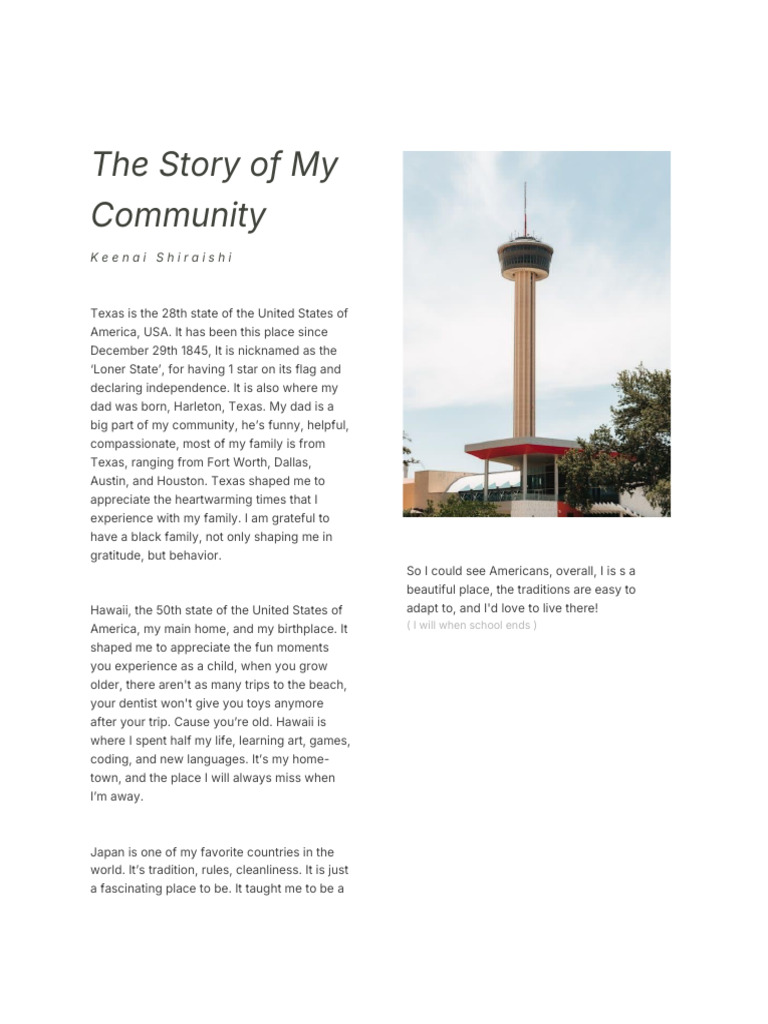 The Story of My Community | PDF | Social Science