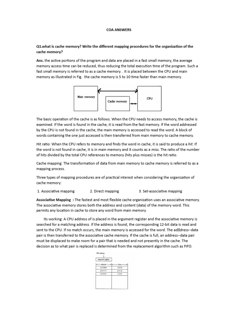 COA Sessional 2 Answers | PDF | Cpu Cache | Central Processing Unit