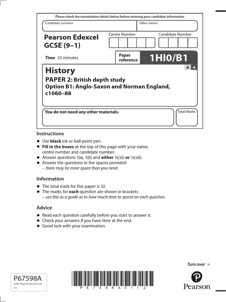 GCSE History Exam Paper: Anglo-Saxon England | PDF | Medieval England