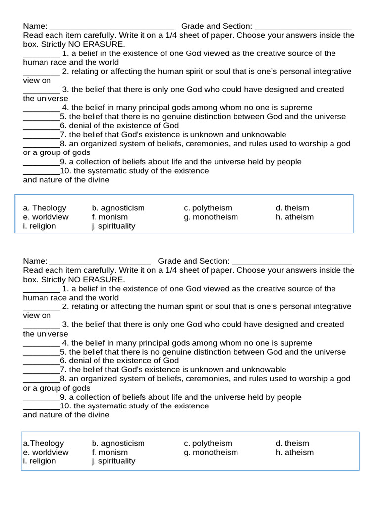Quiz 1 Intro To World Q1M1 | PDF | Monotheism | Theism