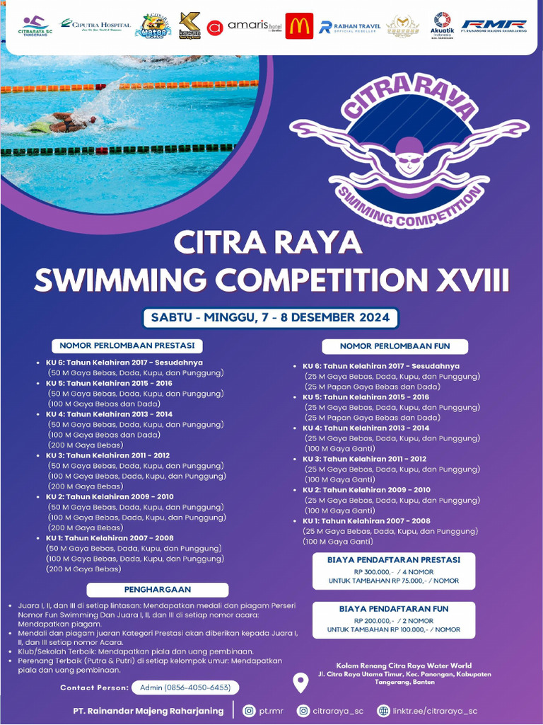Ketentuan Citra Raya Swimming Competition Xviii | PDF